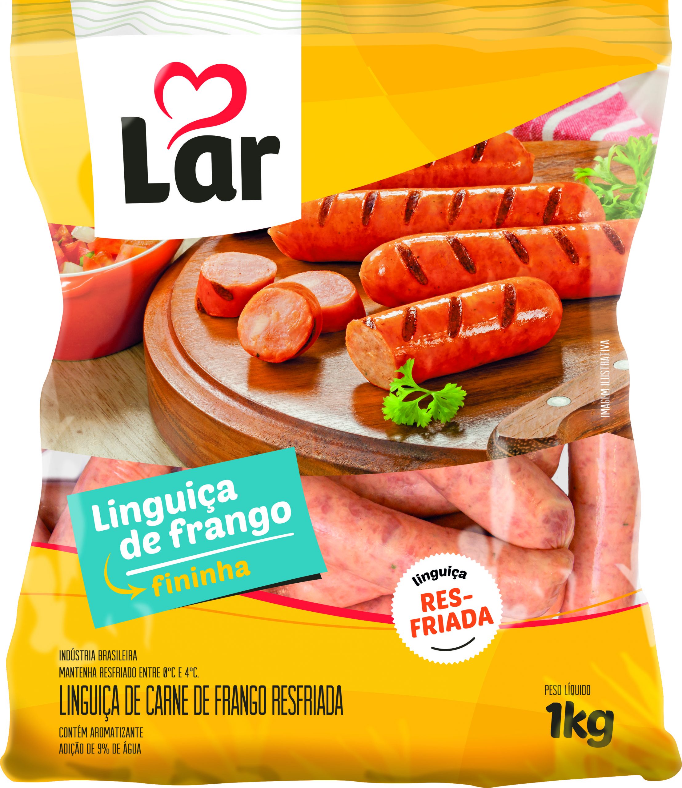 Linguiça de Frango Fininha Resfriada 1kg - Lar Cooperativa Agroindustrial